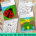 Spring Color By Code | Spring Coloring Pages | Noun and Verb Sort ...