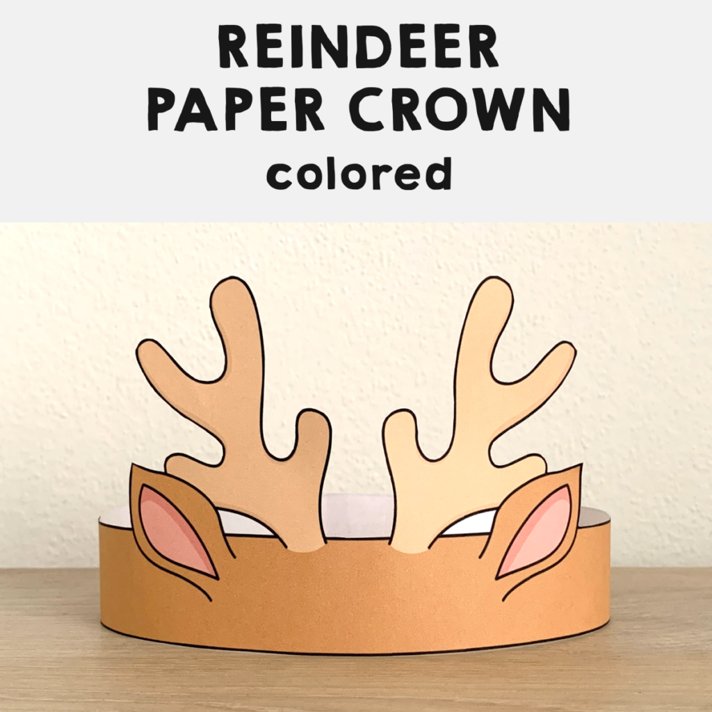 Reindeer Paper Crown Printable Costume Craft Winter Christmas Activity ...