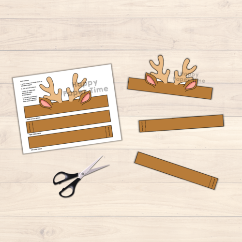 Reindeer Paper Crown Printable Costume Craft Winter Christmas Activity ...