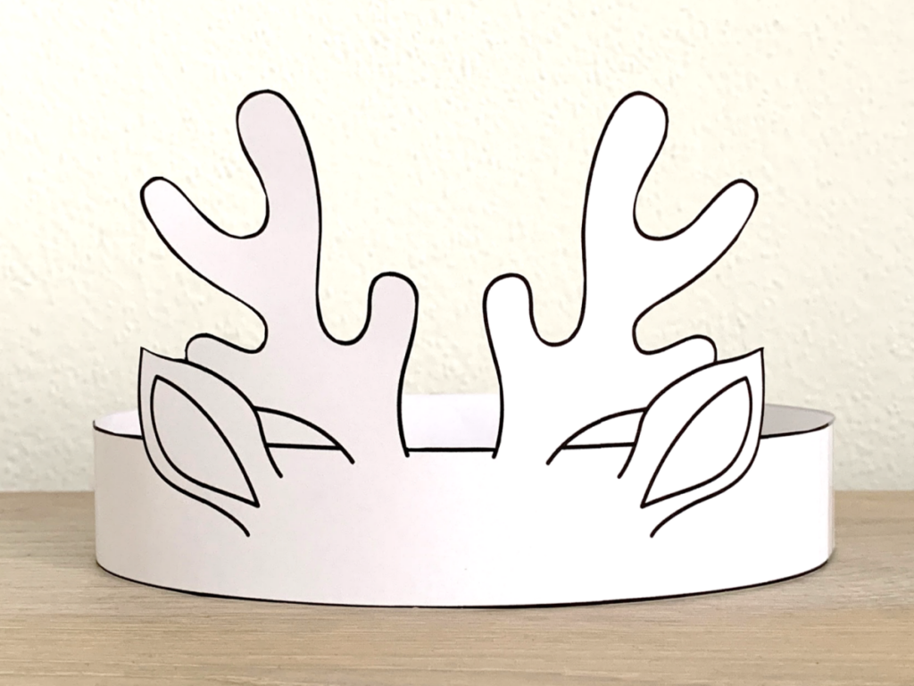 Reindeer Paper Crowns Printable Coloring Craft Winter Christmas ...