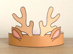 Reindeer Paper Crowns Printable Coloring Craft Winter Christmas ...