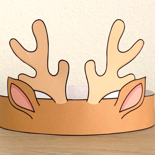 Reindeer Paper Crowns Printable Coloring Craft Winter Christmas ...