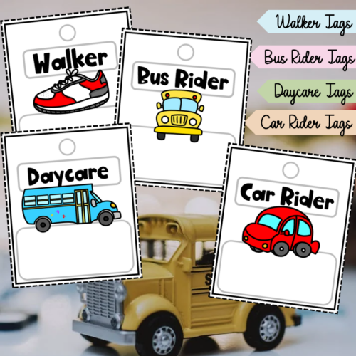 Walker Car Rider Bus Rider Daycare Tags - Made By Teachers