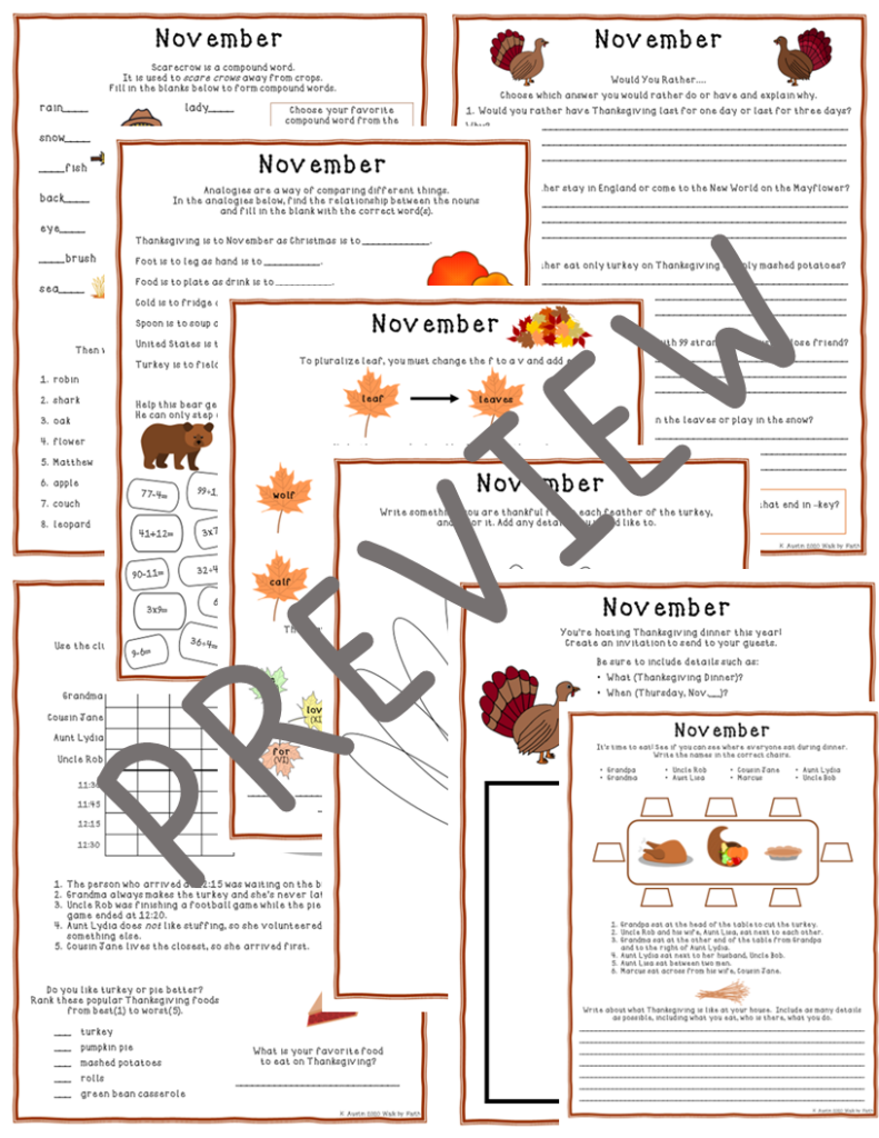 November Activity Pack | Made By Teachers