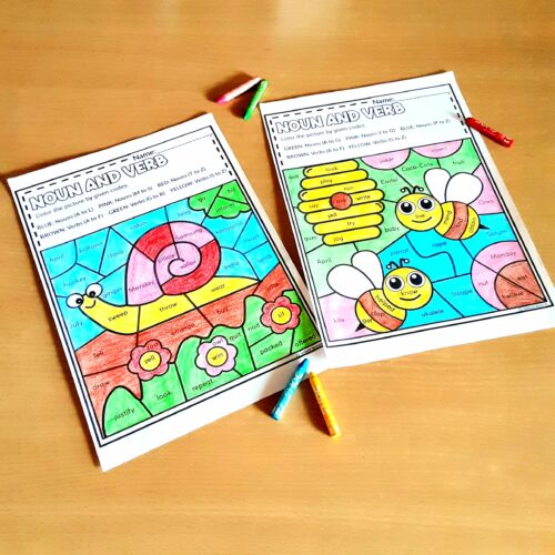 Spring Color By Code | Spring Coloring Pages | Noun and Verb Sort ...