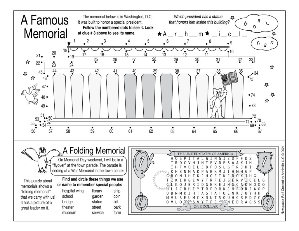 Remember On Memorial Day – Themed Activity Set, Word Search Puzzle ...