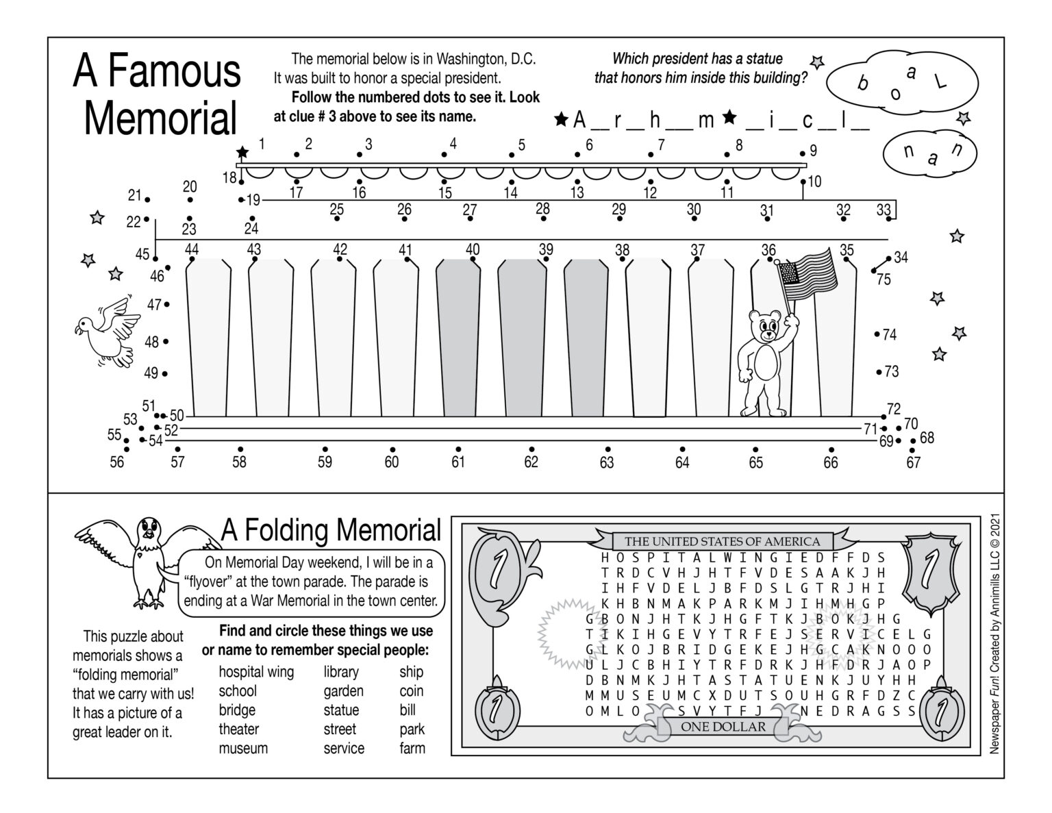 Remember On Memorial Day – Themed Activity Set, Word Search Puzzle ...