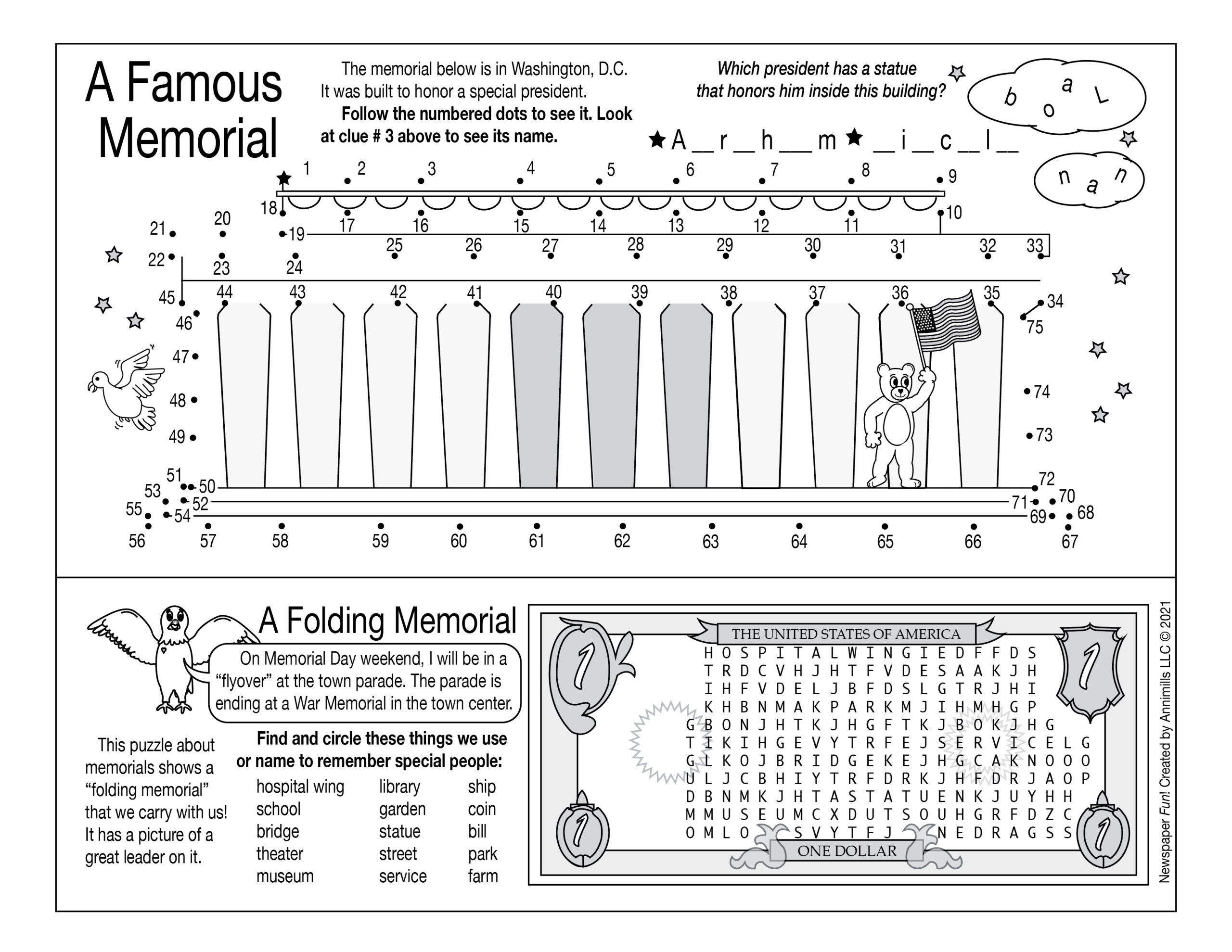 Remember On Memorial Day – Themed Activity Set, Word Search Puzzle ...