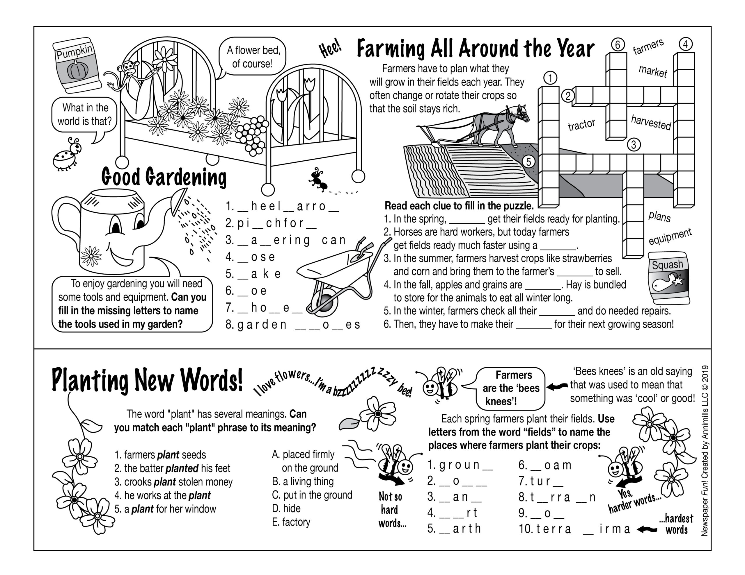 Planting - Farms and Gardens Puzzle Set – BONUS Noun & Adjective Puzzle ...