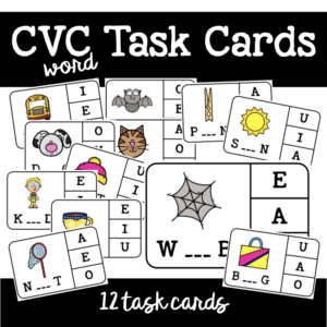 CVC Short Vowel Task Cards | Made By Teachers