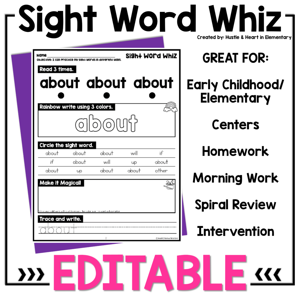 Sight Word Whiz EDITABLE | 100 High-Frequency Words | Made By Teachers