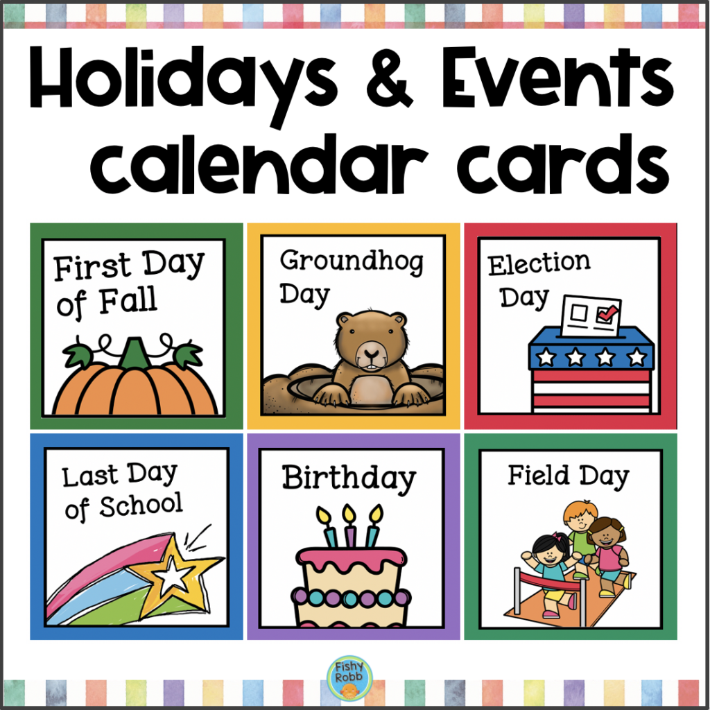 Calendar Cards - Holidays & Events - Pocket Chart Size | Made By Teachers