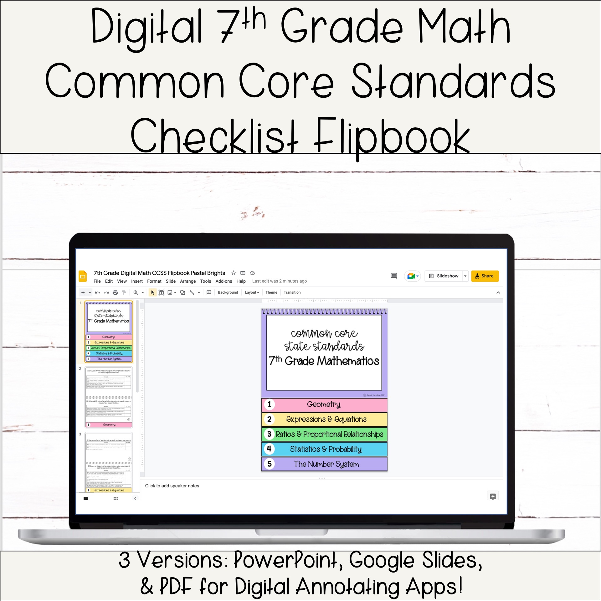 Digital 7th Grade Math Common Core State Standards Checklist Flipbook ...