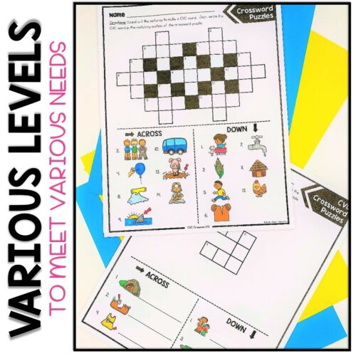 CVC Words Worksheets - Crossword Puzzles for Kindergarten and First ...