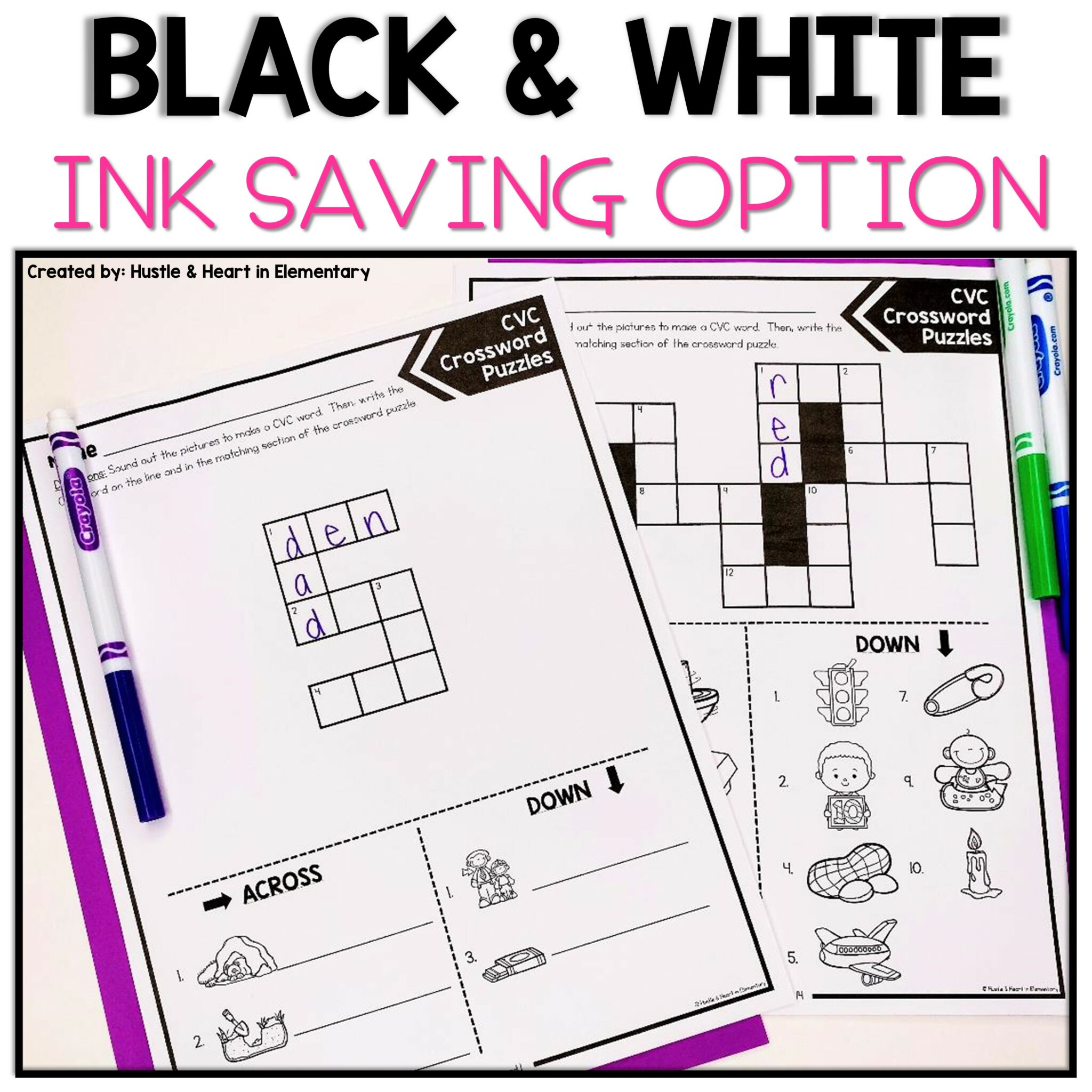 CVC Words Worksheets - Crossword Puzzles for Kindergarten and First ...