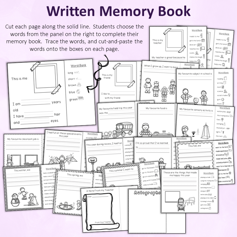 End of the Year Memory Book for Special Education: Adapted ...