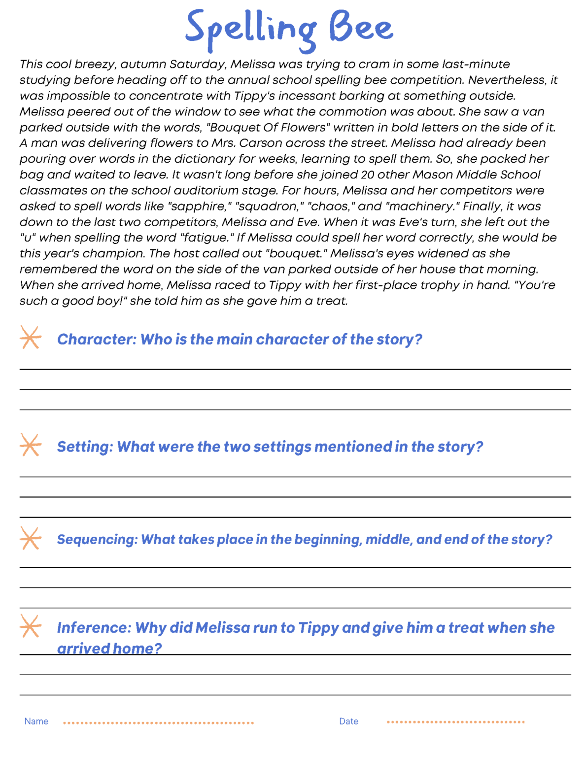 Reading Comprehension Passages Story Elements Conflict Resolution Theme ...