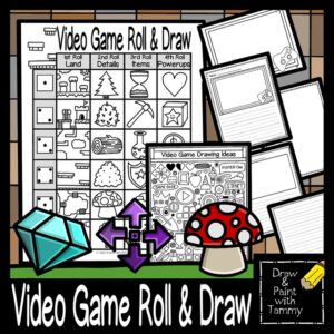 Video Game Roll and Draw Printable Art Game and Art Sub Lesson - Made ...
