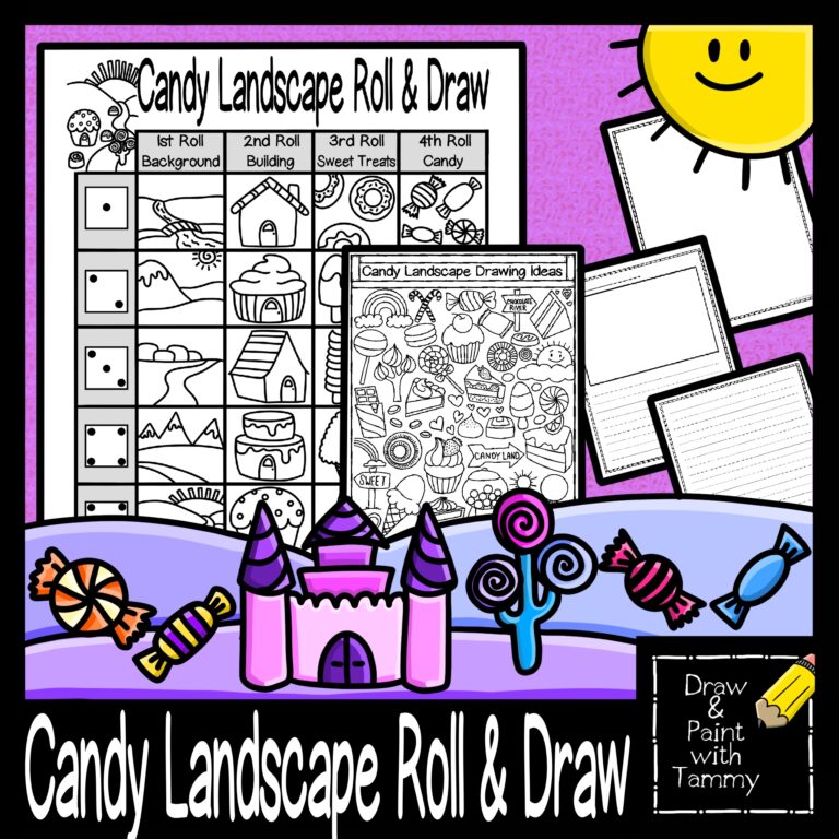 Candy Landscape Roll and Draw Printable Art Game and Art Sub Lesson ...