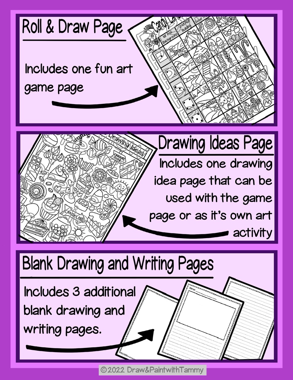 Candy Landscape Roll and Draw Printable Art Game and Art Sub Lesson ...