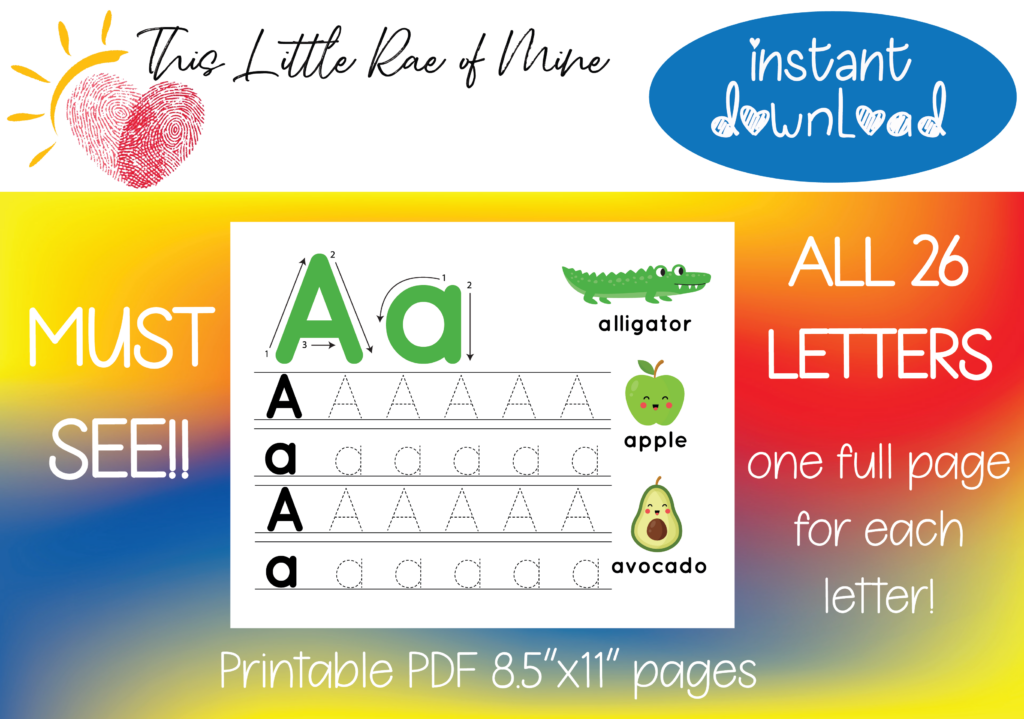 Alphabet Tracing Bundle - printable - 26 letters - ABC worksheets ...