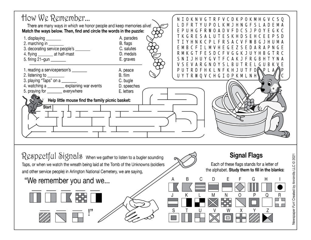 Memorial Day Printable Puzzles - Two-Page Activity Set, Word Search ...