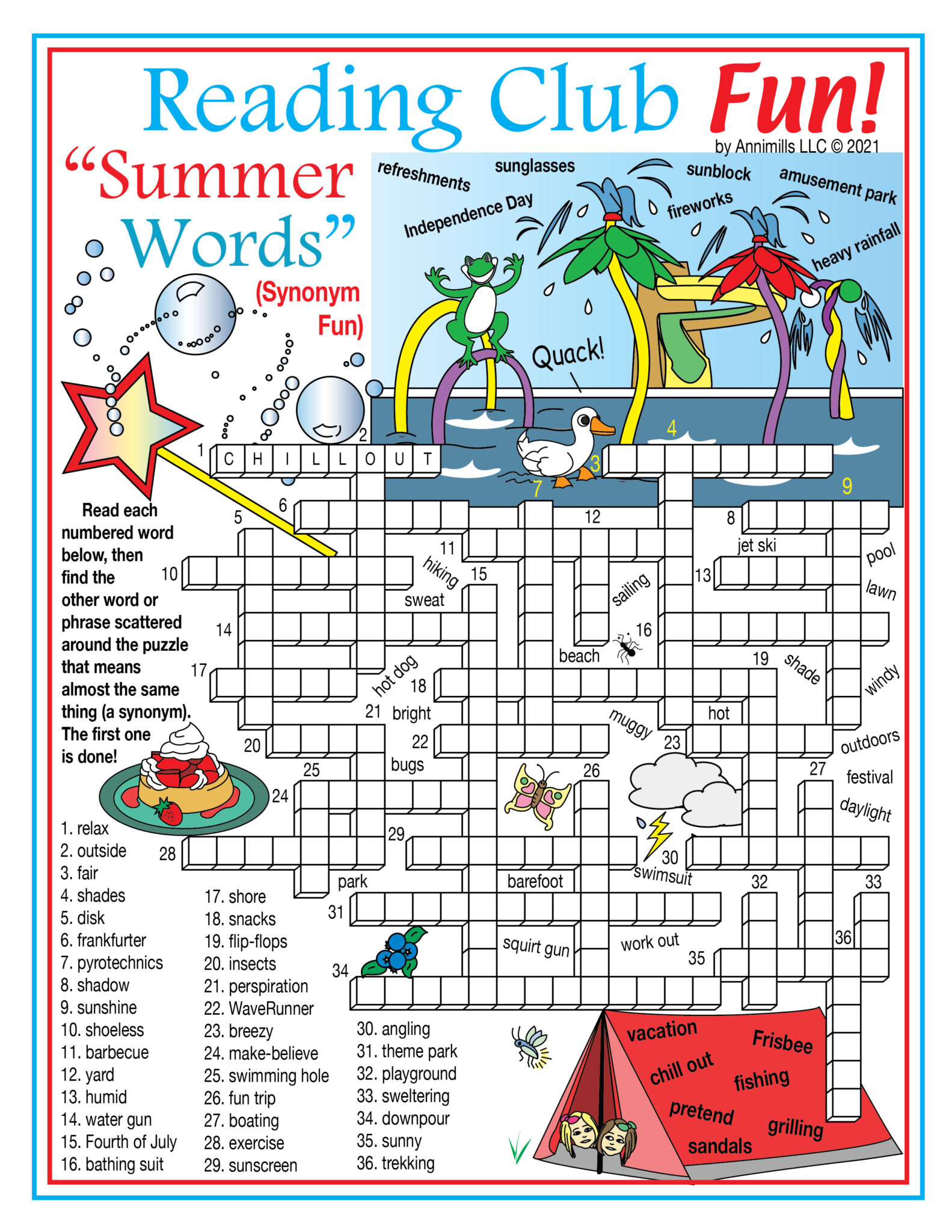 Summer Vocabulary - Synonyms - Crossword Puzzle & Word Search Puzzle ...