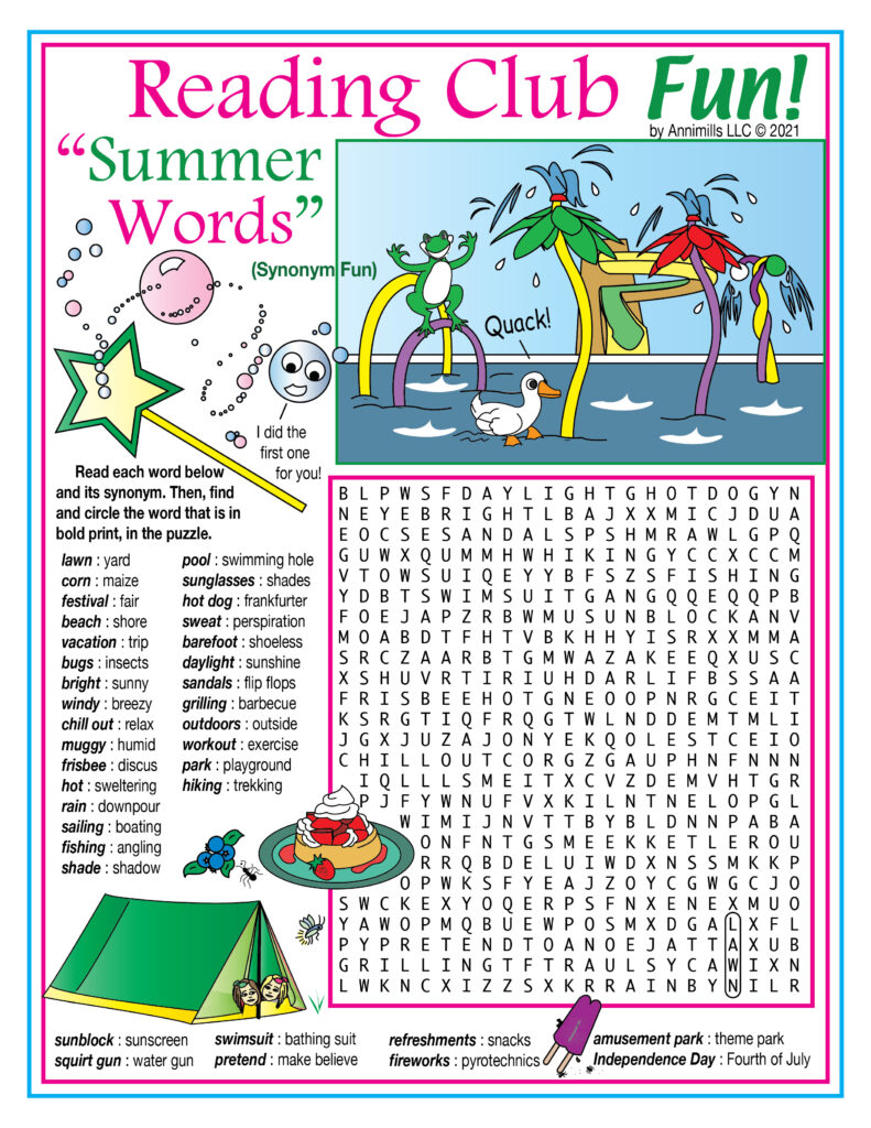 Summer Vocabulary - Synonyms - Crossword Puzzle & Word Search Puzzle ...