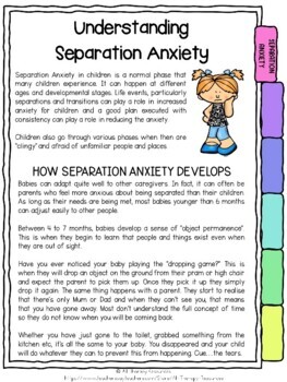 SEPARATION ANXIETY PORTFOLIO - Going to School & Worries - Made By Teachers