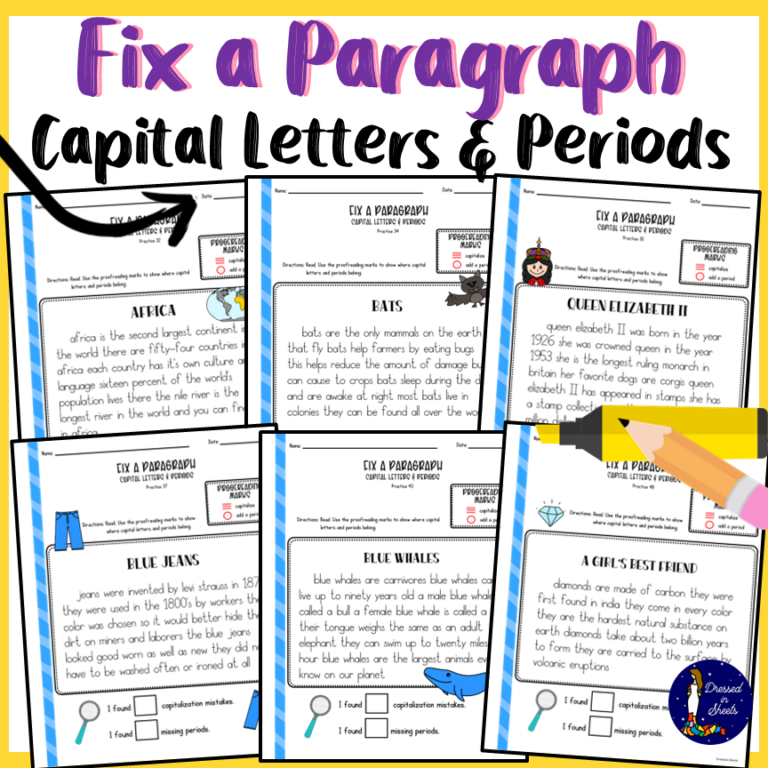 Fix a Paragraph Capital Letters and Periods - Made By Teachers