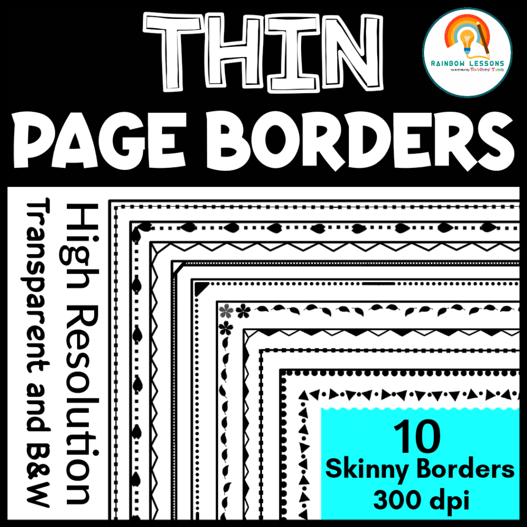 Black and White Page Borders | Skinny Border and Frame | Black and ...