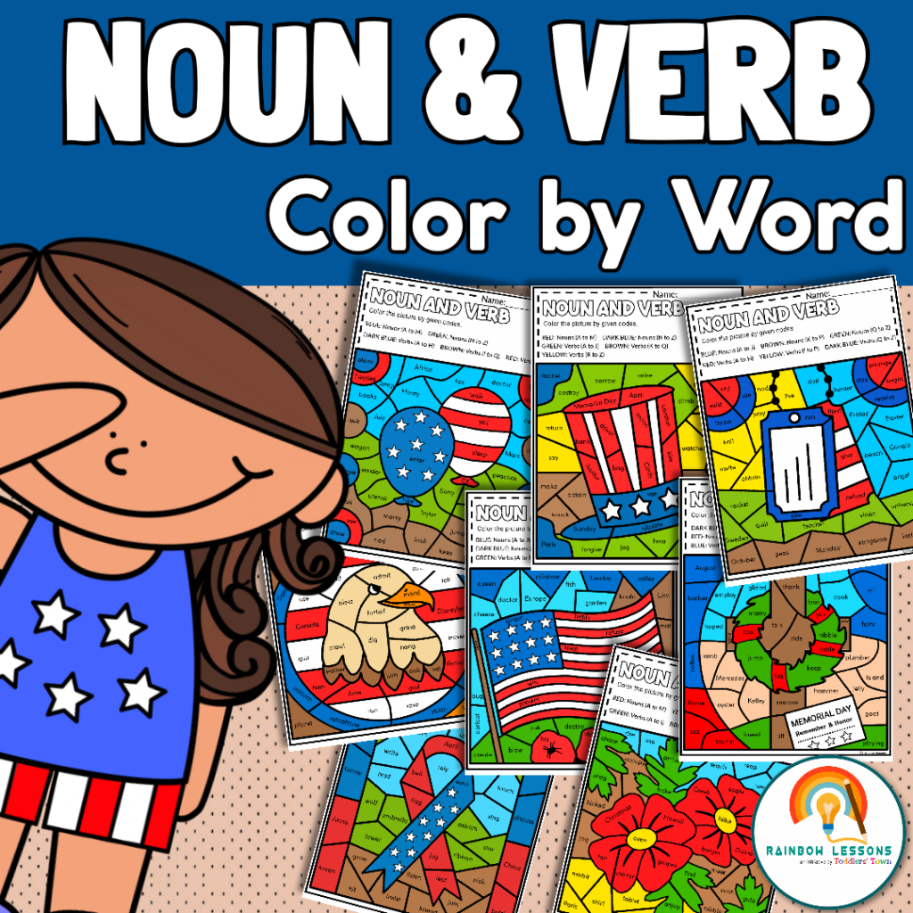 Memorial Day Color By Code | Memorial Day Coloring Pages | Nouns and ...