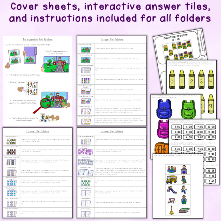 Back to School File Folders for August / Sept in Special Education ...