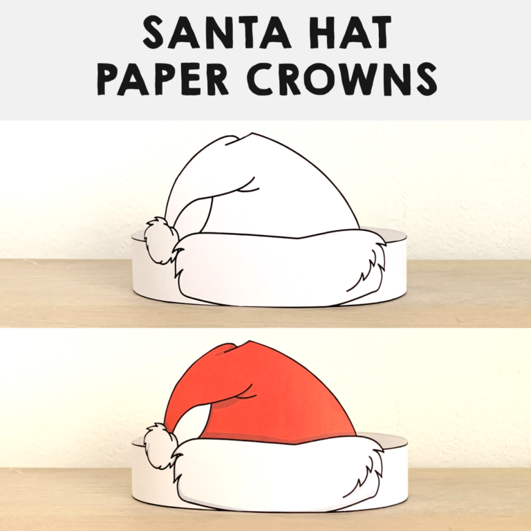 Santa Claus Paper Hat Printable Coloring Craft Winter Christmas ...