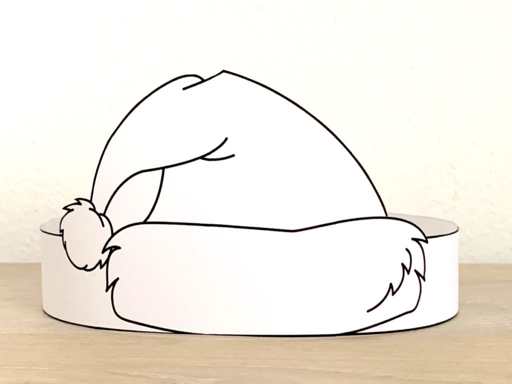 Santa Claus Paper Hats Printable Coloring Craft Winter Christmas ...