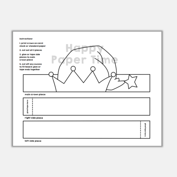 Christmas Elf Paper Hat Printable Coloring Craft Winter Christmas ...