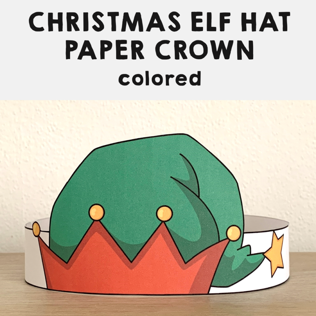 Christmas Elf Paper Hat Printable Costume Craft Winter Christmas ...