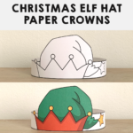 Christmas Elf Paper Hats Printable Coloring Craft Winter Christmas ...