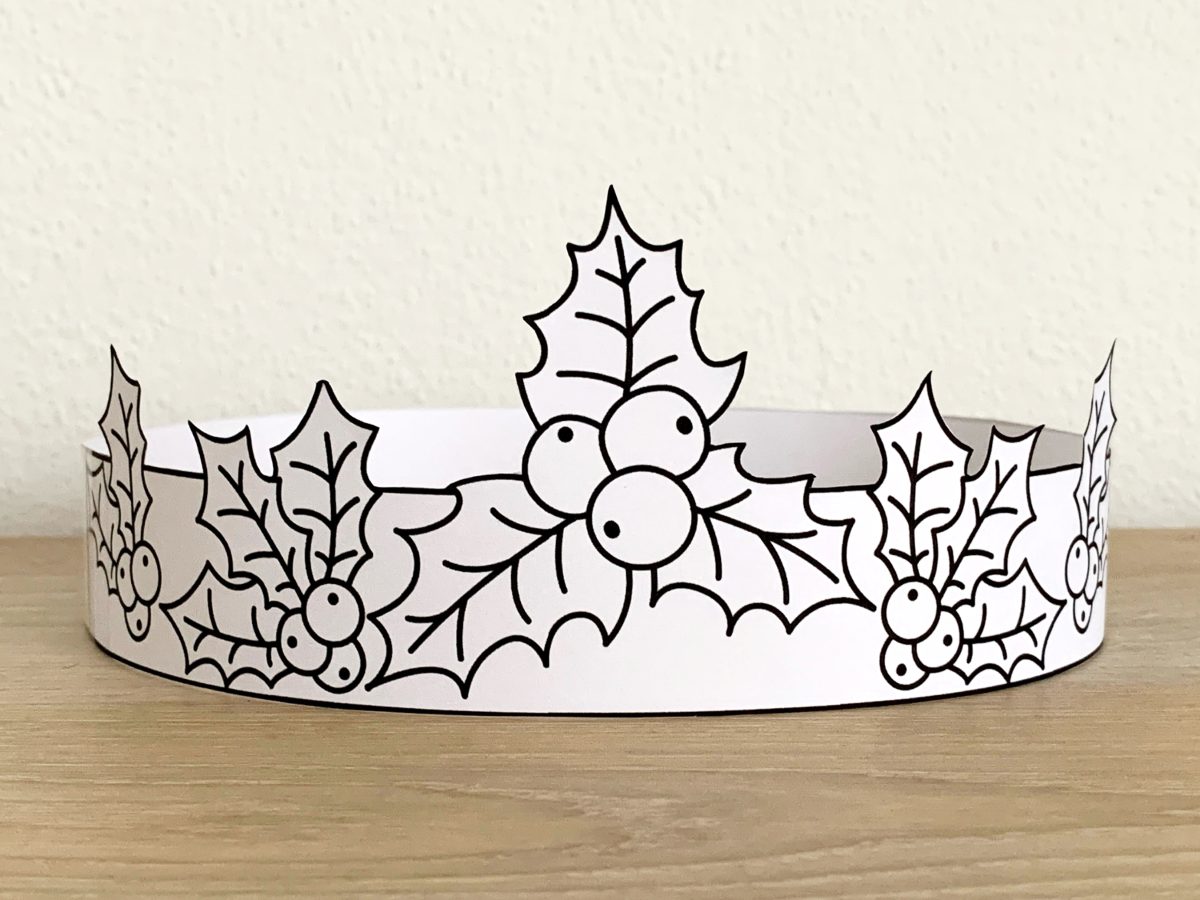 Holly Leaves Paper Crown Printable Coloring Craft Winter Christmas ...