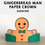 Gingerbread Man Paper Crowns Printable Coloring Craft Winter Christmas ...