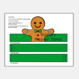 Gingerbread Man Paper Crown Printable Costume Craft Winter Christmas ...
