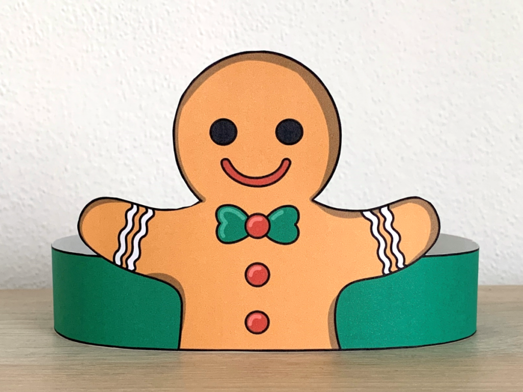 Gingerbread Man Paper Crown Printable Costume Craft Winter Christmas ...