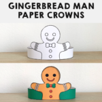 Gingerbread Man Paper Crowns Printable Coloring Craft Winter Christmas ...