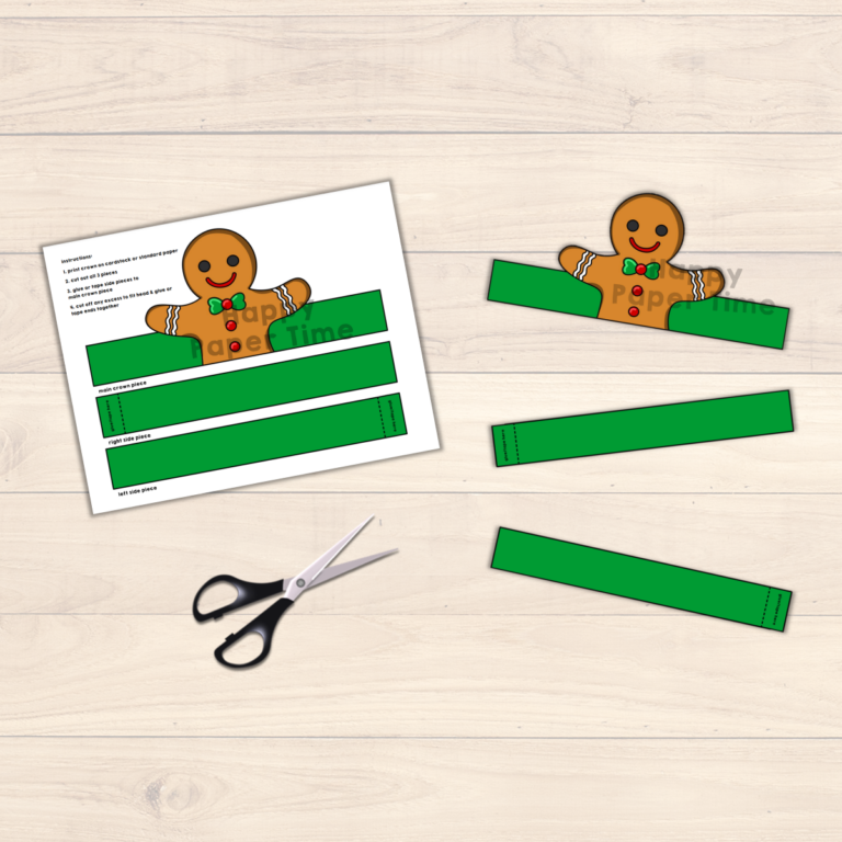 Gingerbread Man Paper Crowns Printable Coloring Craft Winter Christmas ...