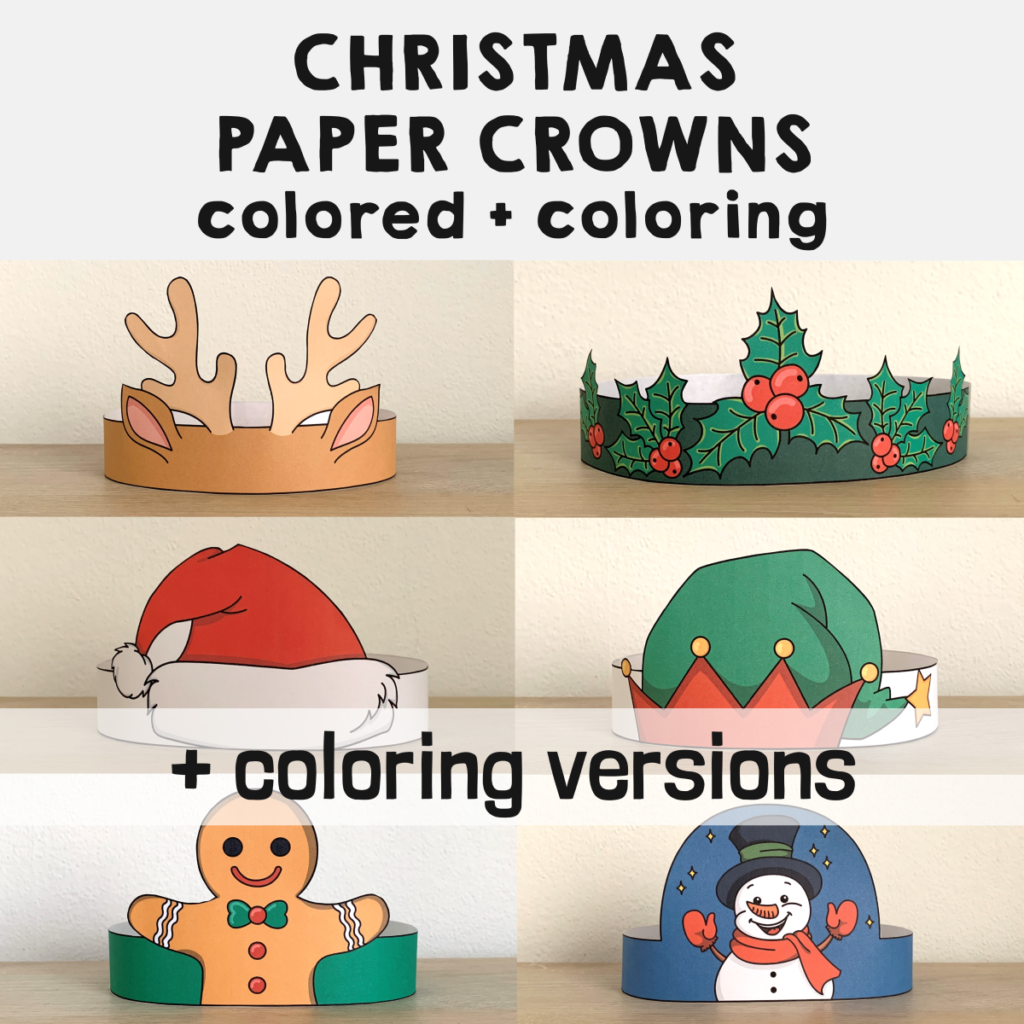 Snowman Paper Crown Printable Coloring Craft Winter Christmas Activity ...
