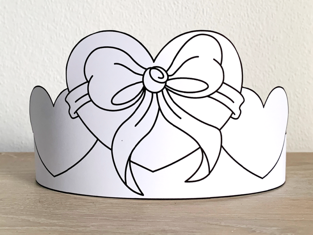 Hearts Valentine Paper Crowns Printable Coloring Craft Activity - Made ...