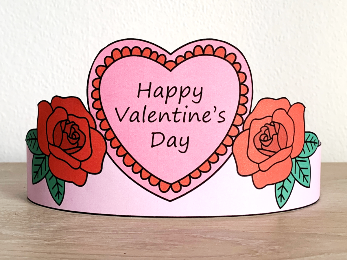 Happy Valentine’s Day Paper Crowns Printable Coloring Craft Activity ...