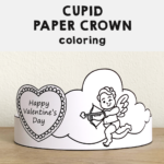 Cupid Paper Crowns Printable Coloring Valentine Craft Activity - Made ...