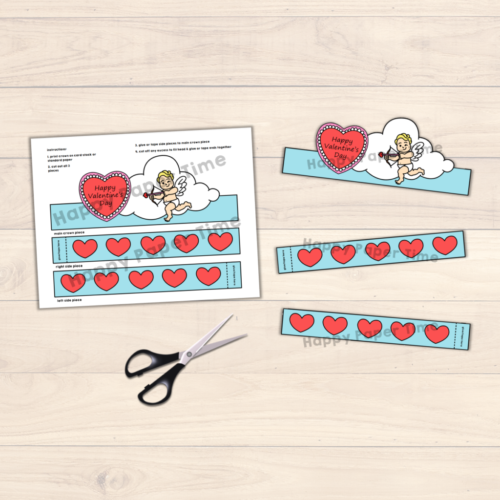 Cupid Paper Crown Printable Costume Valentine Craft Activity - Made By ...