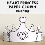 Heart Princess Paper Crown Printable Coloring Valentine Craft Activity ...